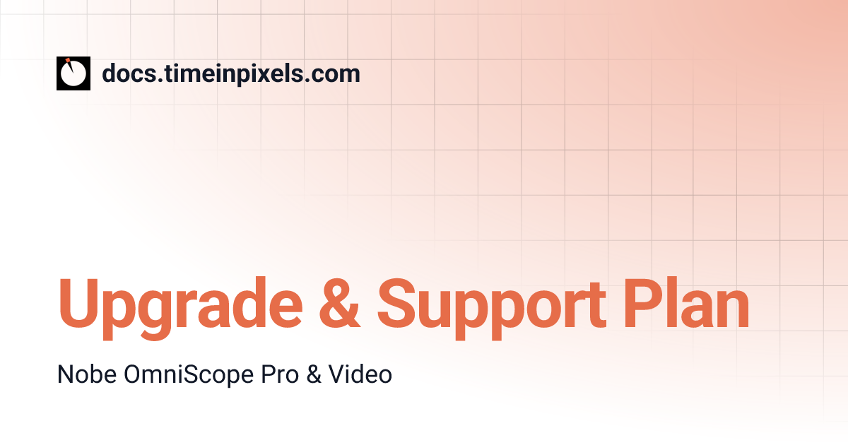 Upgrade & Support Plan | docs.timeinpixels.com